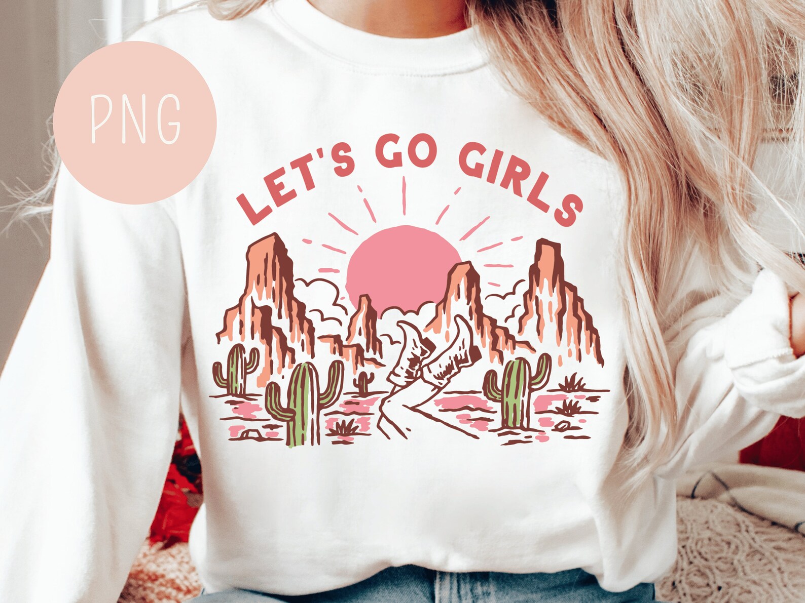Lets Go Girls PNG, Vintage Western PNG, Disco Bachelorette Png ...