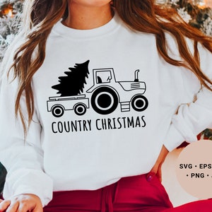 Country Christmas Svg, Tractor Svg, Christmas Truck Svg, Farmhouse ...