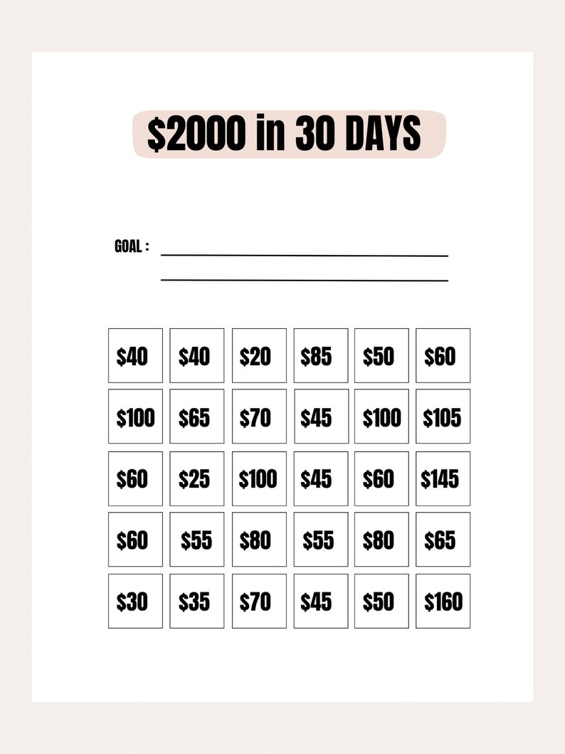 2k Savings Challenge Savings Challenge Budget Template - Etsy