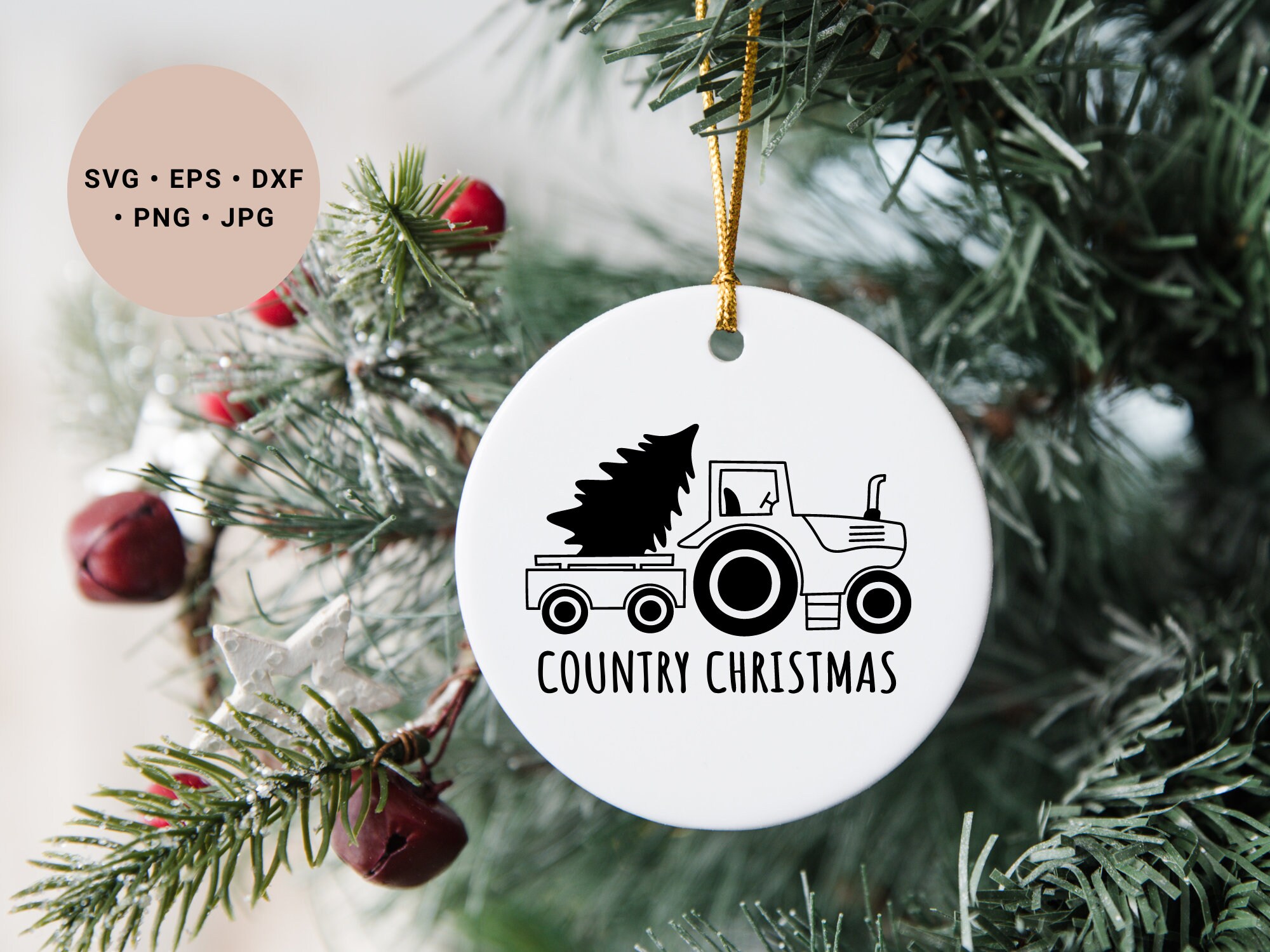 Country Christmas Svg, Tractor Svg, Christmas Truck Svg, Farmhouse ...