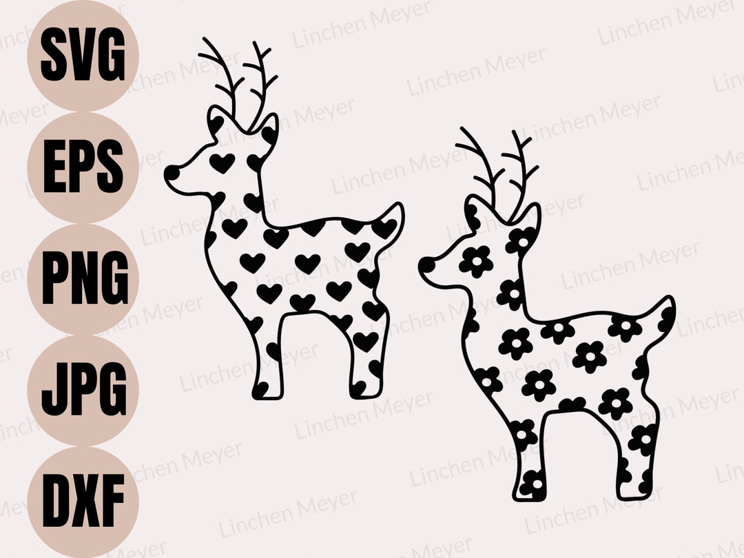 Reindeer Svg, Flower Reindeer Svg, Reindeer Heart Svg, Groovy Christmas ...
