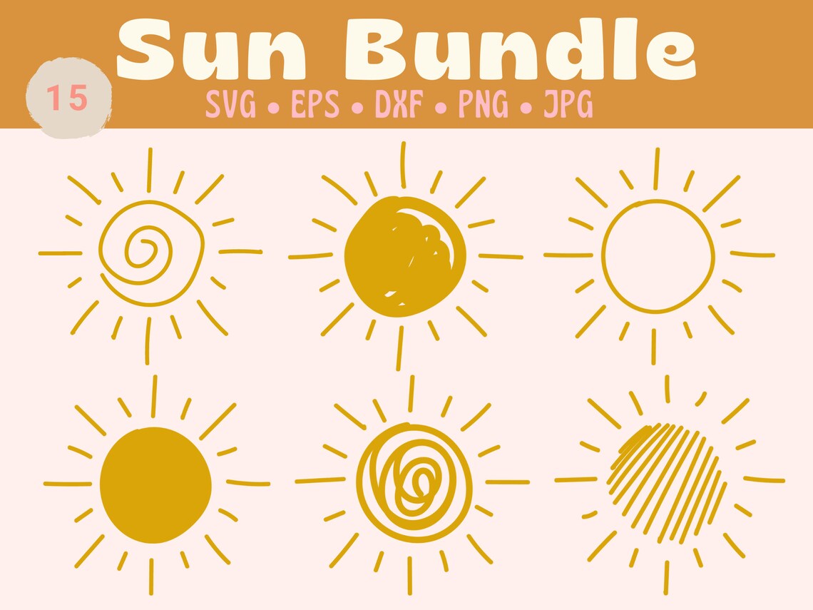 Sun Svg Bundle Sun Svg Summer Svg Half Sun Svg Boho Sun - Etsy