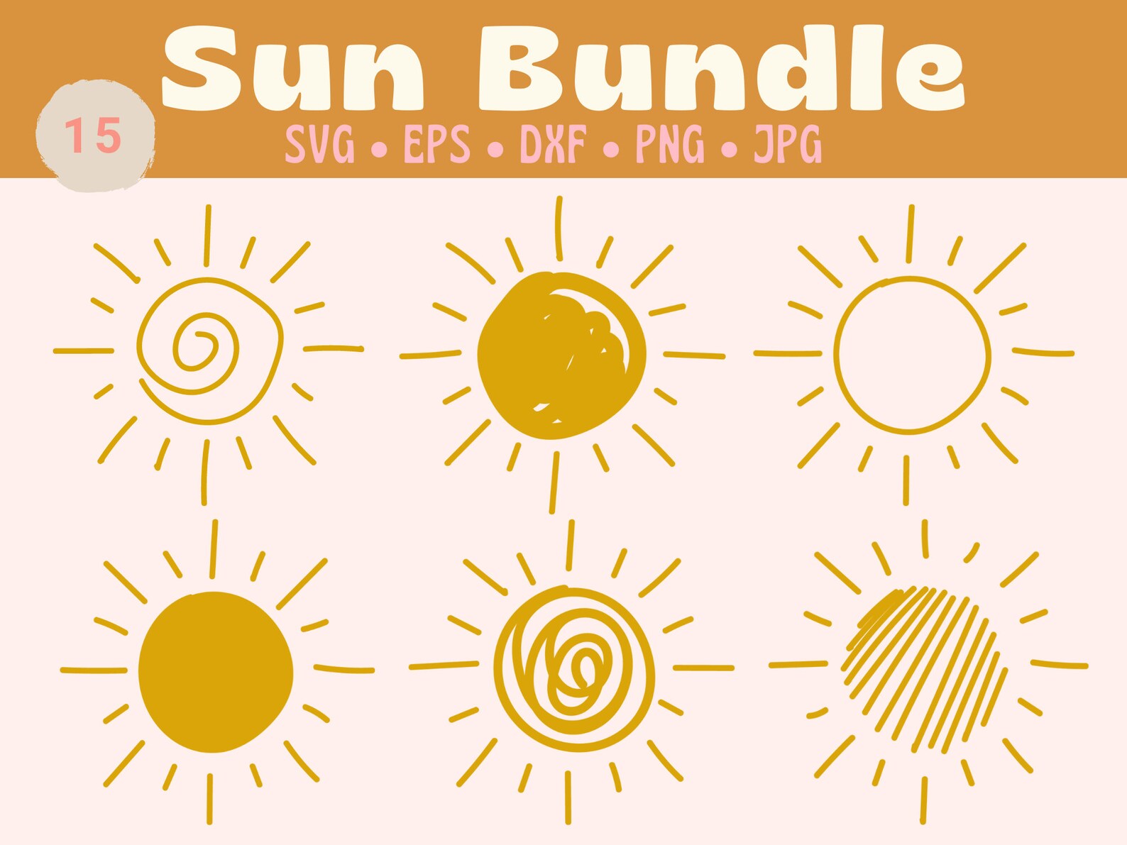 Sun Svg Bundle Sun Svg Summer Svg Half Sun Svg Boho Sun - Etsy