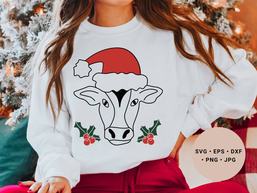 Christmas Cow Svg, Mooey Christmas Svg, Cow Svg, Cowboy Christmas Svg ...