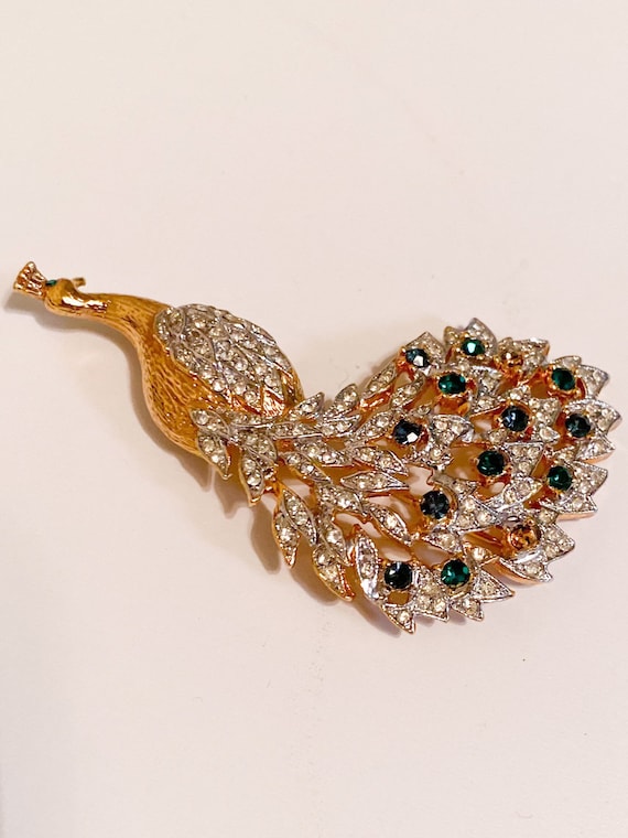 Authentic numbered vintage peacock gold colored brooch with | Etsy