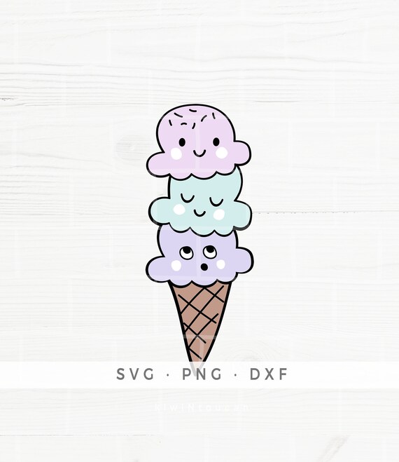 Helado SVG Cut File Helado Kawaii SVG Cono de helado Verano - Etsy México