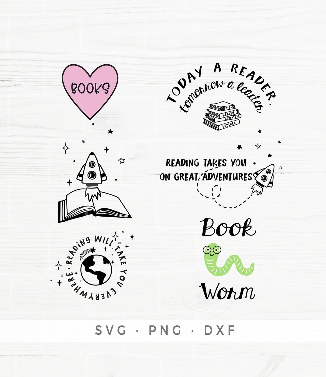 Reading SVG, Books SVG Bundle, Reading Kids Cut Files, Cutting Files ...