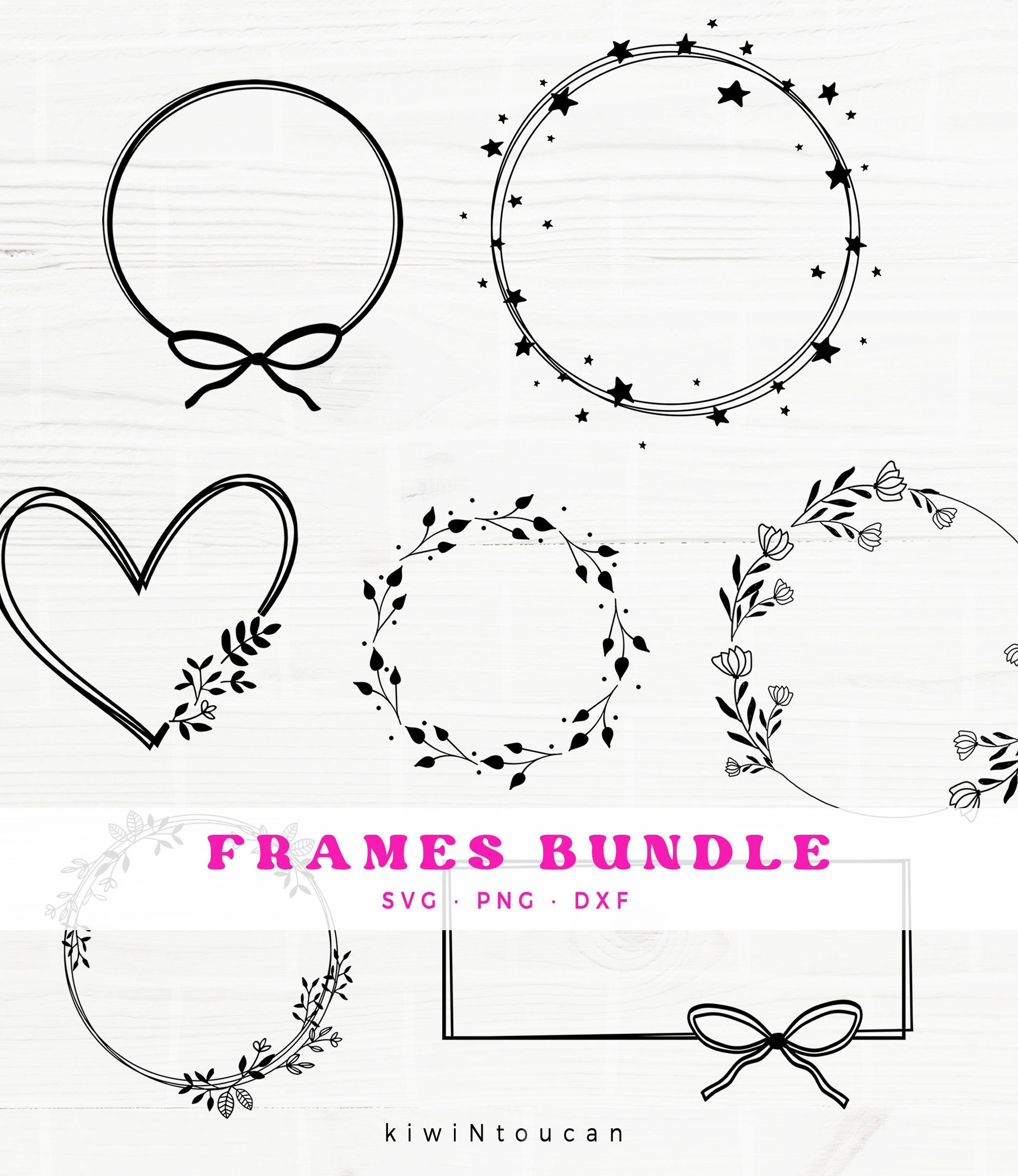 Frames SVG Bundle Hand Drawn Frames Svg Flower Stars Bows - Etsy