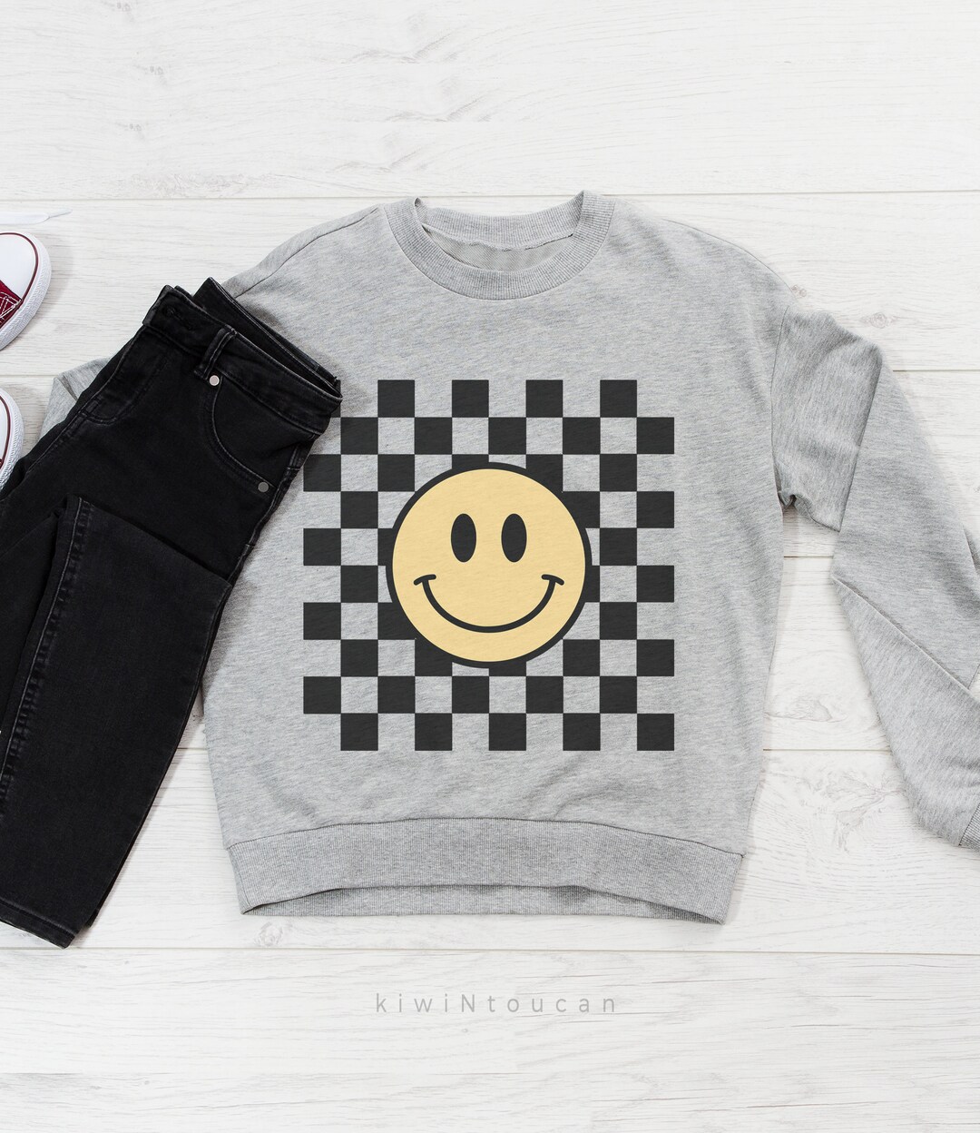 Retro Checkered Smiley Face SVG, Retro Shirt Designs for Boys ...