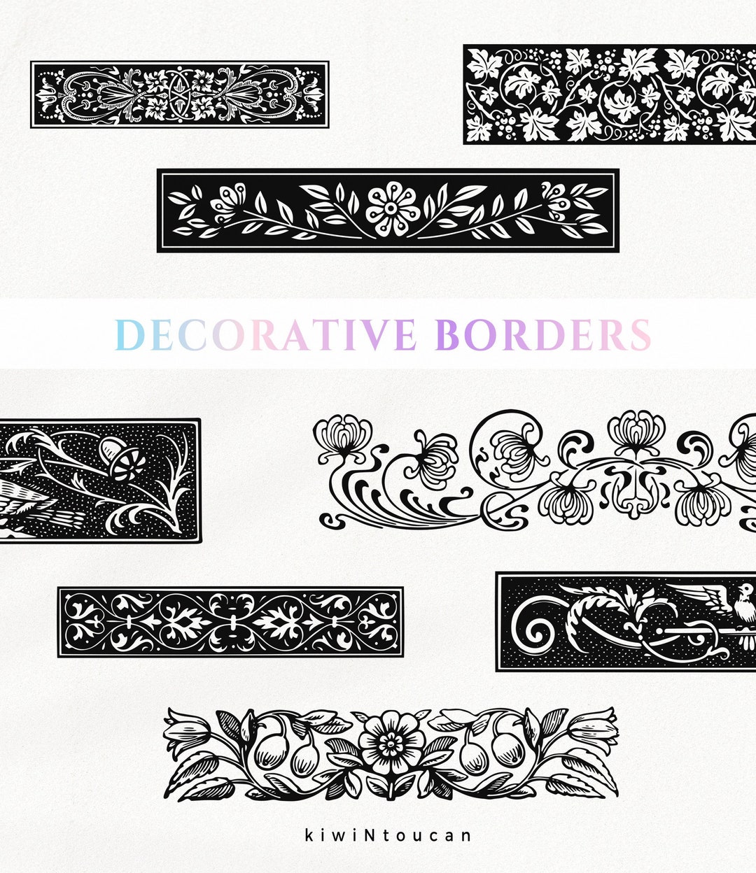 Vintage Borders Clipart Victorian Page Borders PNG Bundle - Etsy