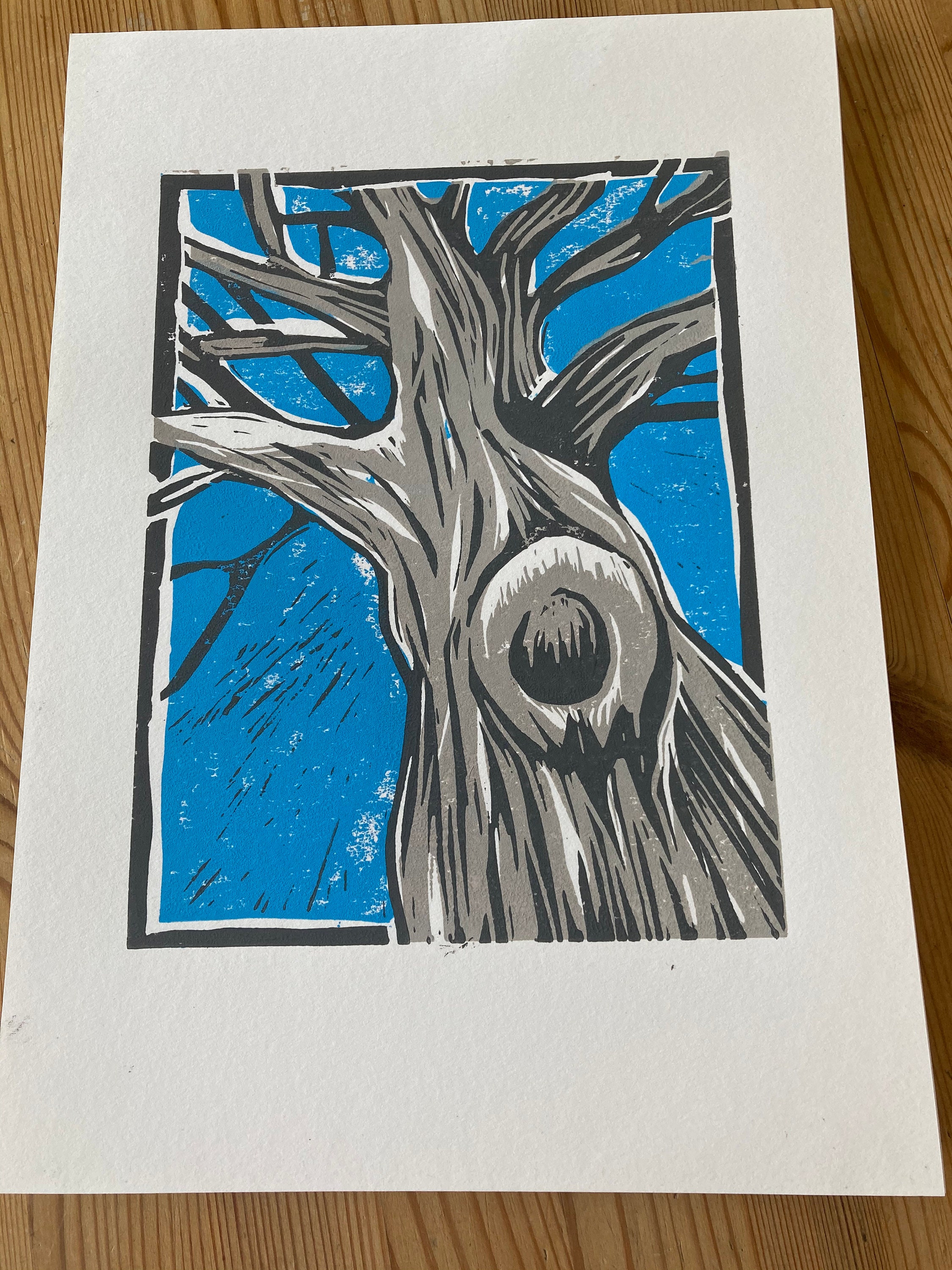 Oak Tree Original Linocut Print unframed - Etsy