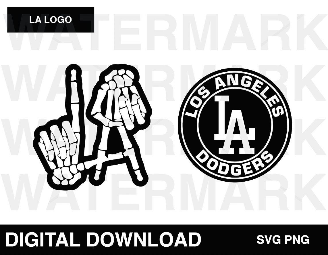 Los Angeles Logo Skull Hand LA Dodgers Logo Badge Angels LA - Etsy