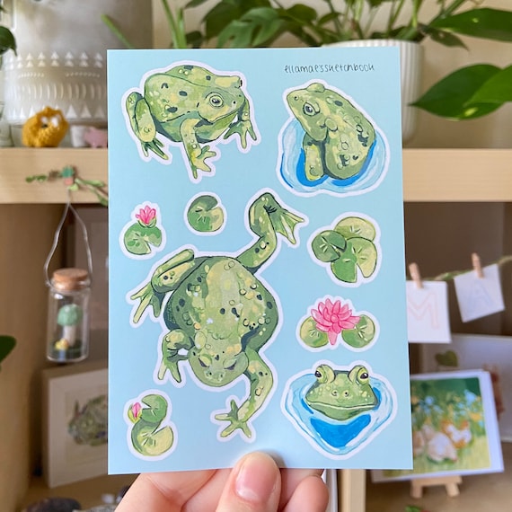 Paper & Party Supplies Stickers Frog Vinyl Sticker Sheet etna.com.pe
