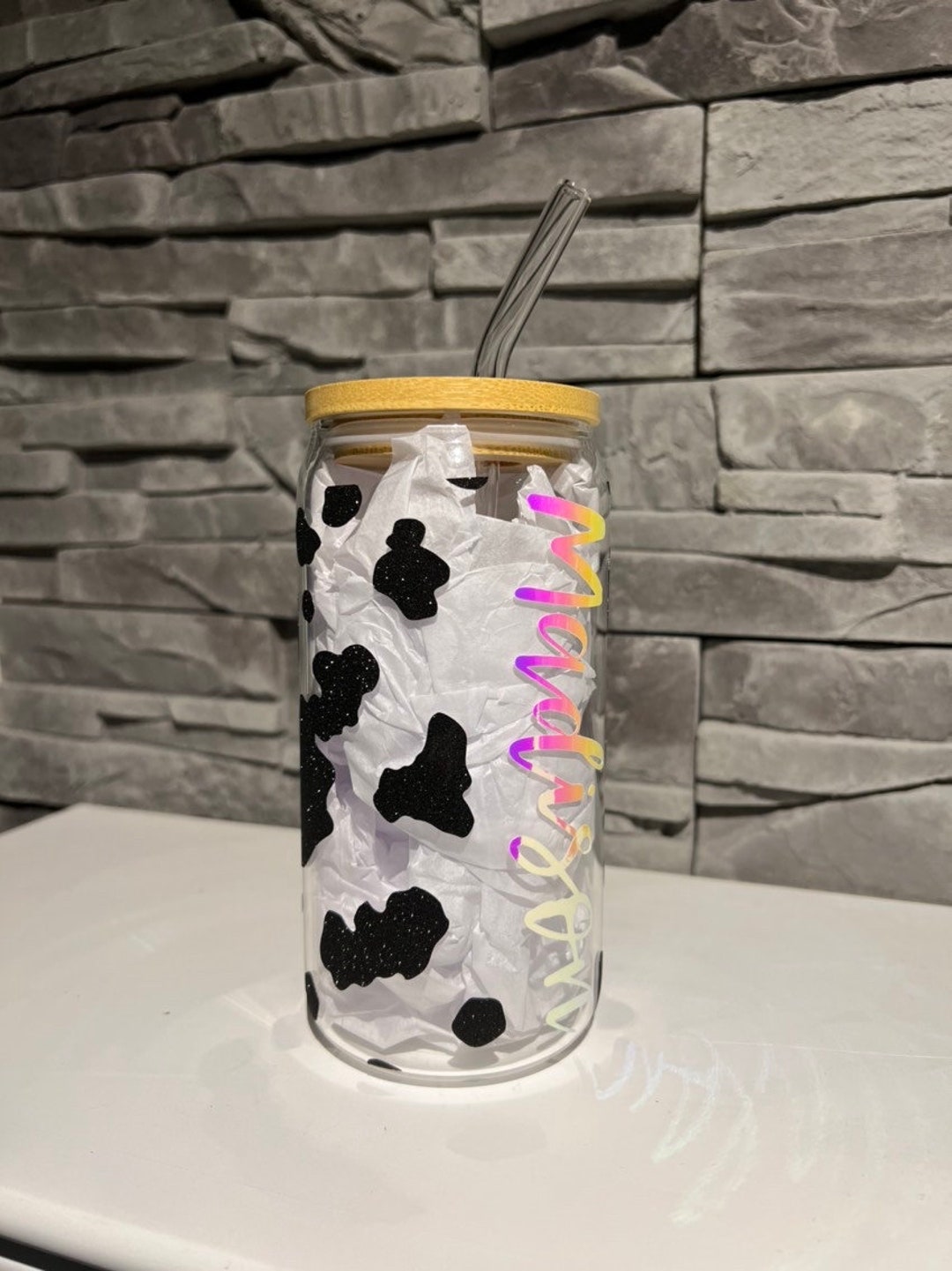 Personalized Cow Print Beer Glass Tumbler - Etsy