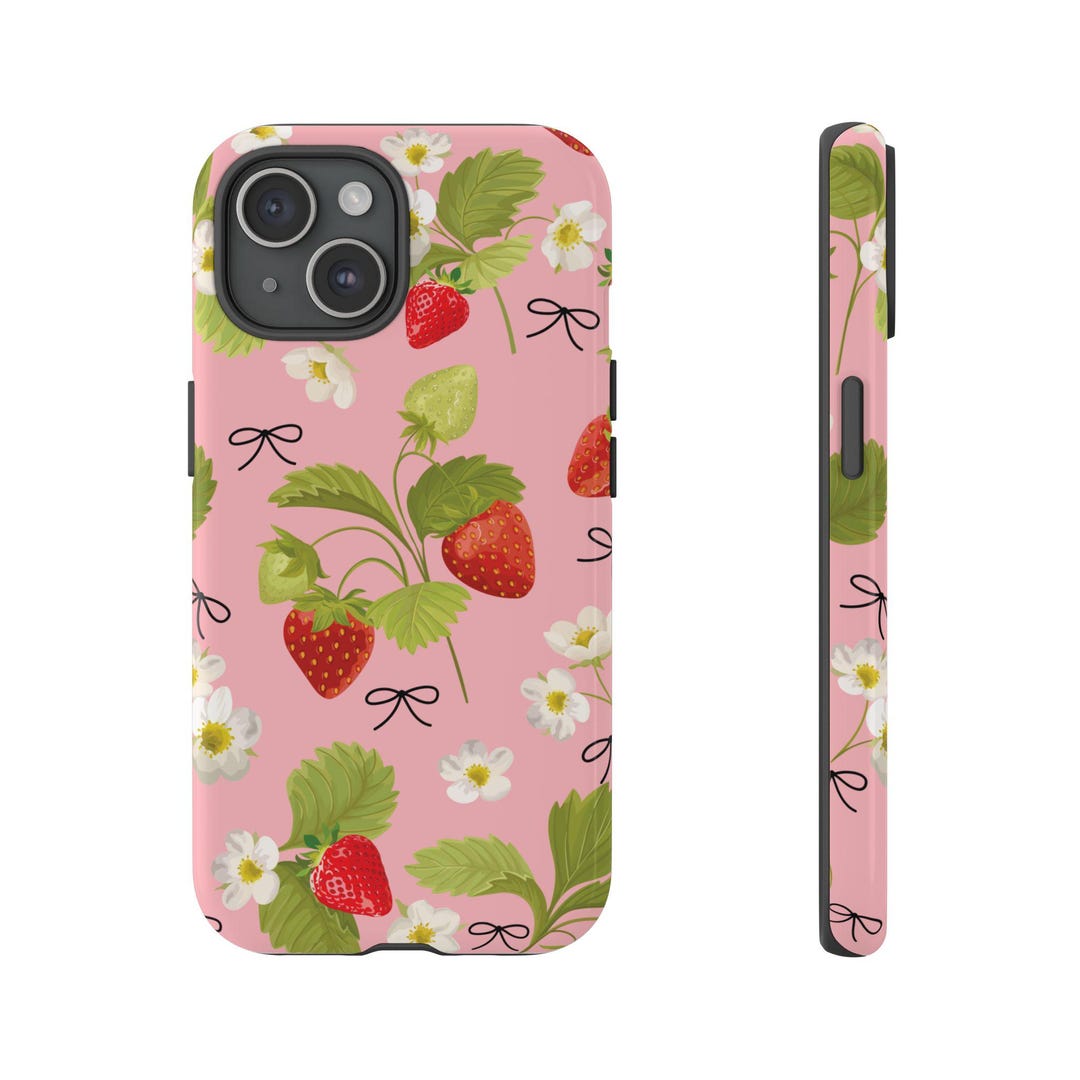 Coquette Strawberry Phone Case - Tough Cases, Strawberry Pattern, Cute ...