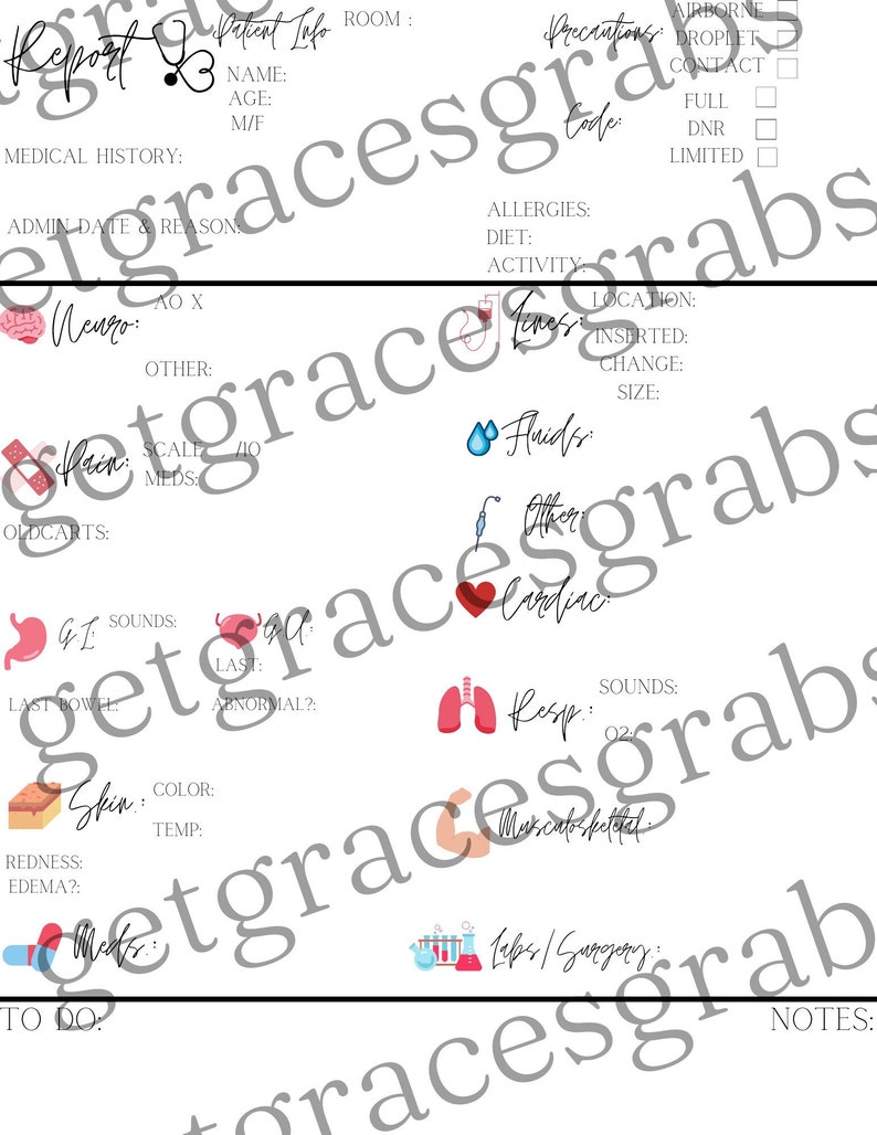 Nurse/nursing Student Report Sheet SVG/PNG - Etsy