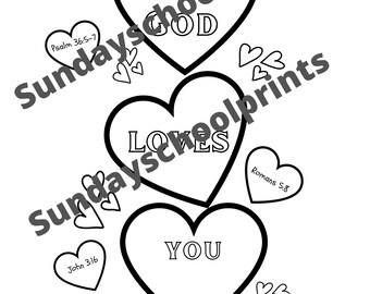 God Loves You Coloring Page - Etsy UK