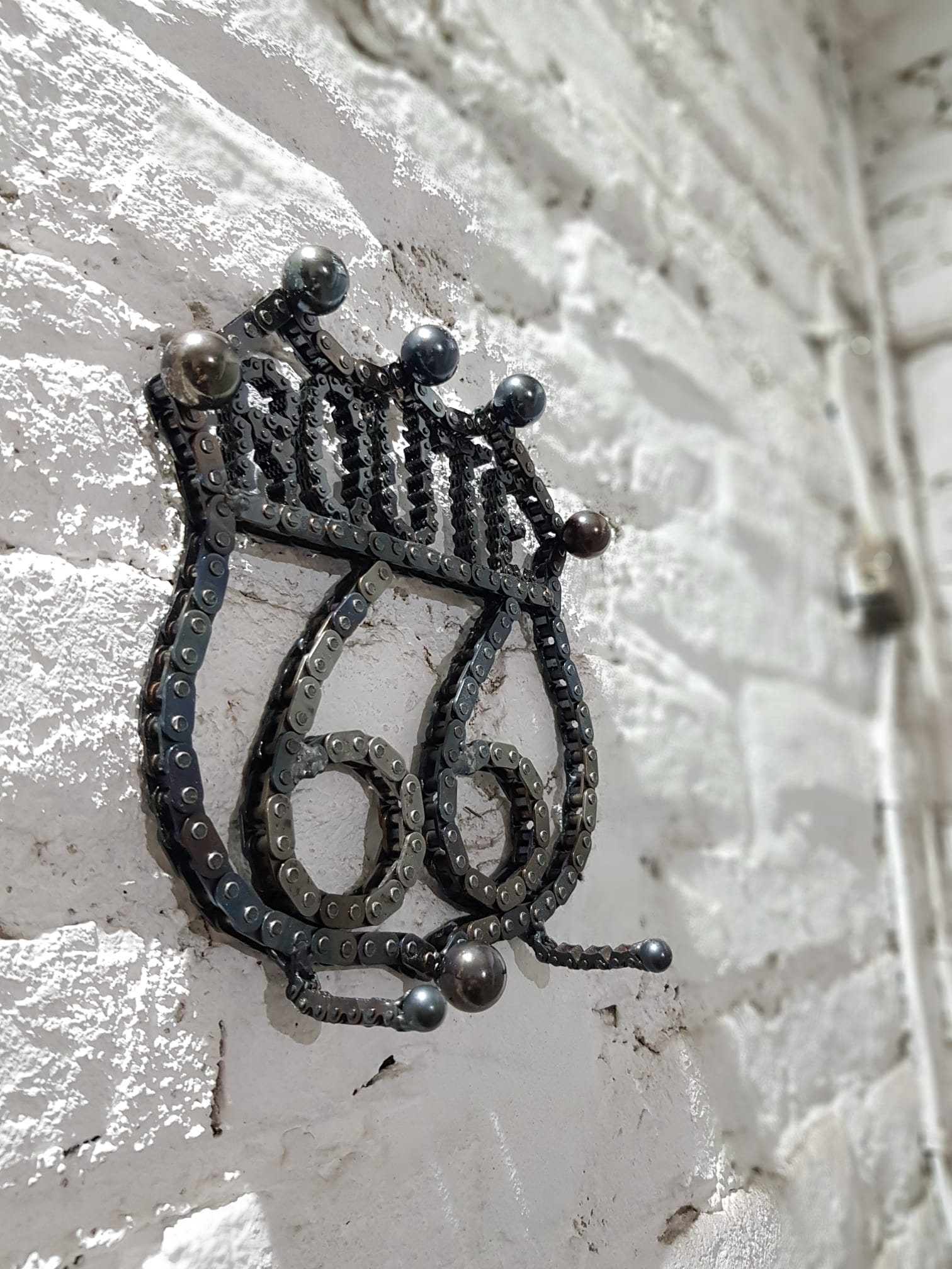 STEAMPUNK Chain Sculpture Hanger Motorbike ROUTE 66 Recycled Metal ...