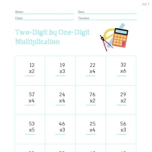 Printable and Downloadable Two-digit by One-digit Multiplication ...