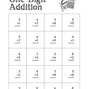 Printable and Downloadable One-digit Addition Worksheets 4 Unique ...