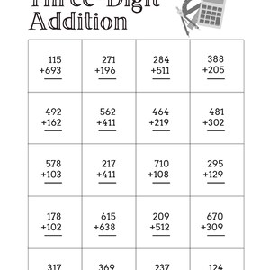 Printable and Downloadable Three-digit Addition Worksheets 4 Unique ...