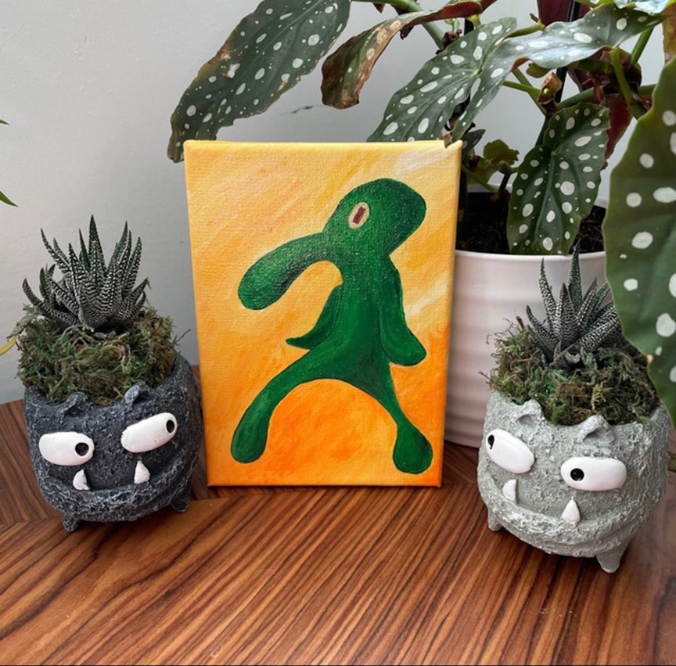 Hand Painted Squidward Abstract Painting - Etsy