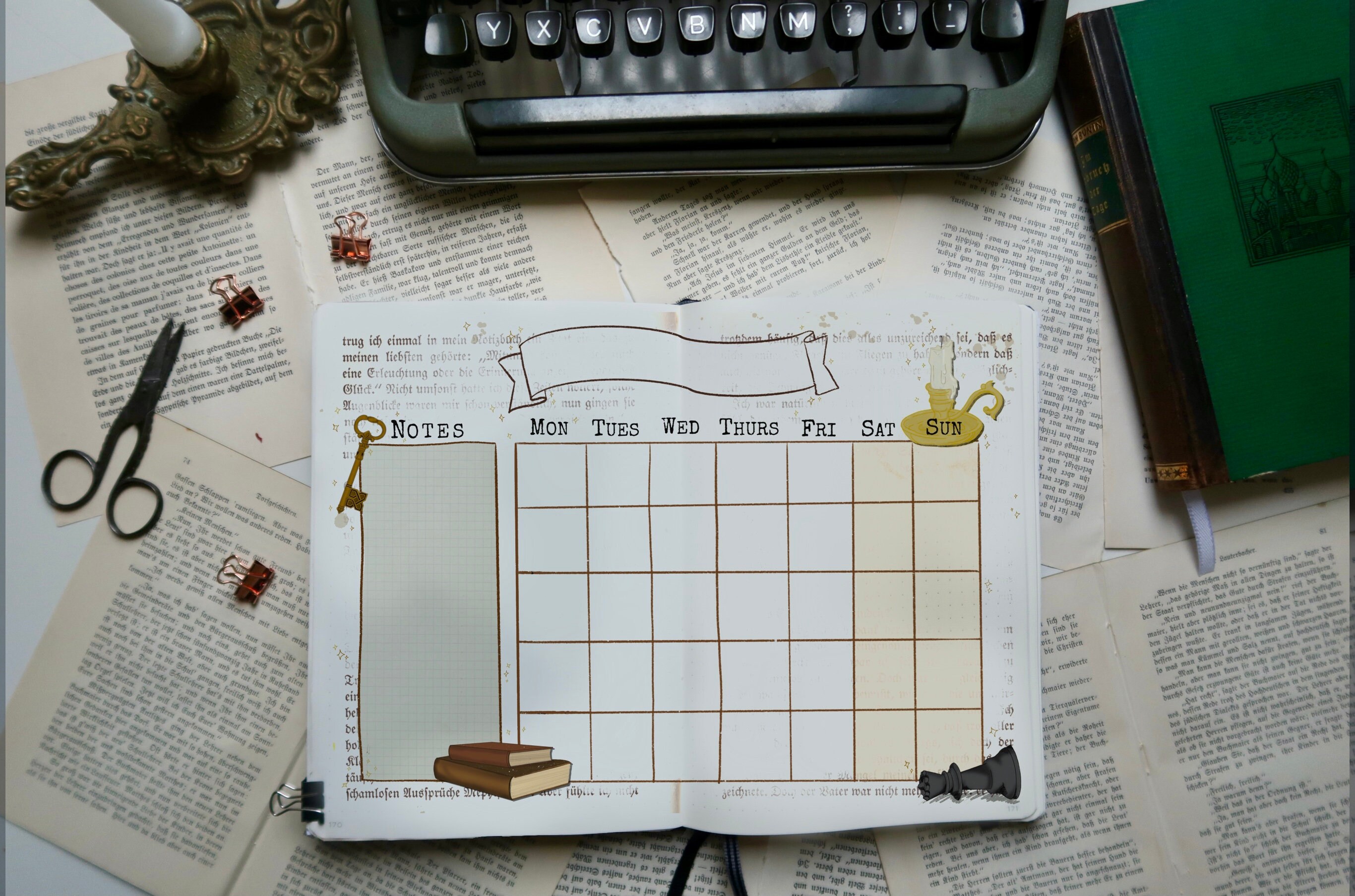 Dark Academia Monthly Planner Printable, Dark Academia Themed Planner ...