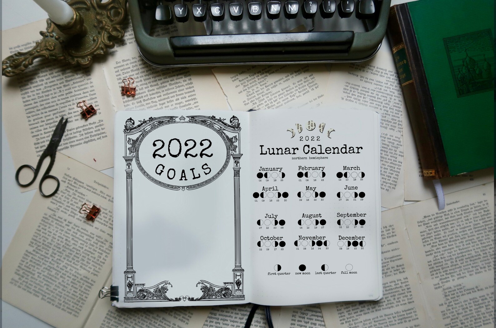 2022 Bullet Journal Spreads Printable Dark Academia themed - Etsy.de