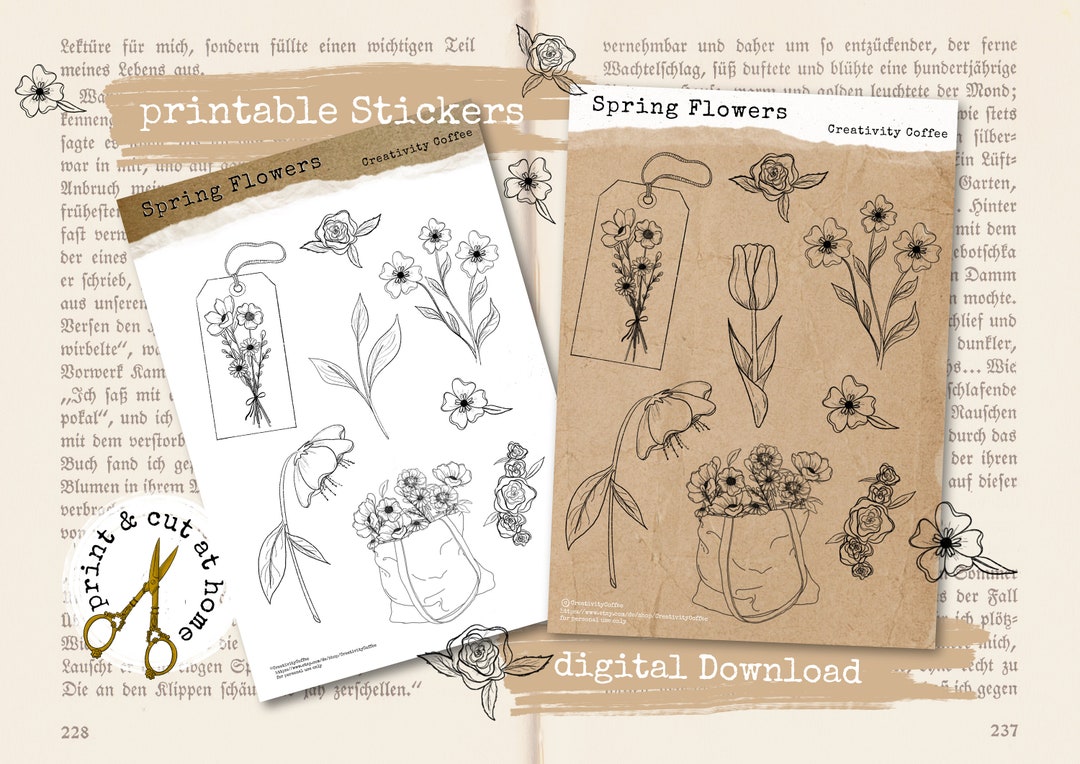 Printable Wild Flowers Planner Stickers, Planner, Calendar, Printable ...