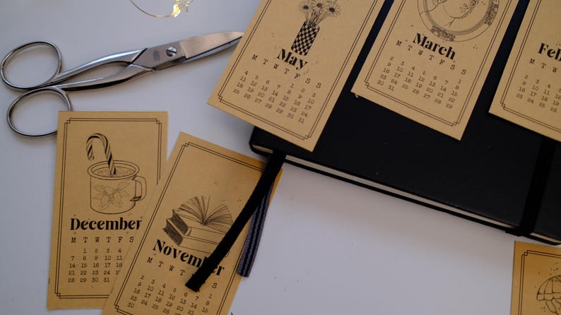 2026 Calendar Sticker Set (12 Month) Line Illustration Planner Stickers ...