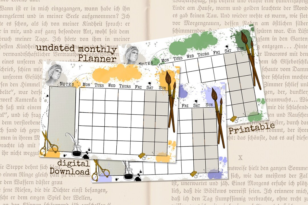 Art Academia Monthly Planner Printable, Art Academia Aesthetic Themed ...