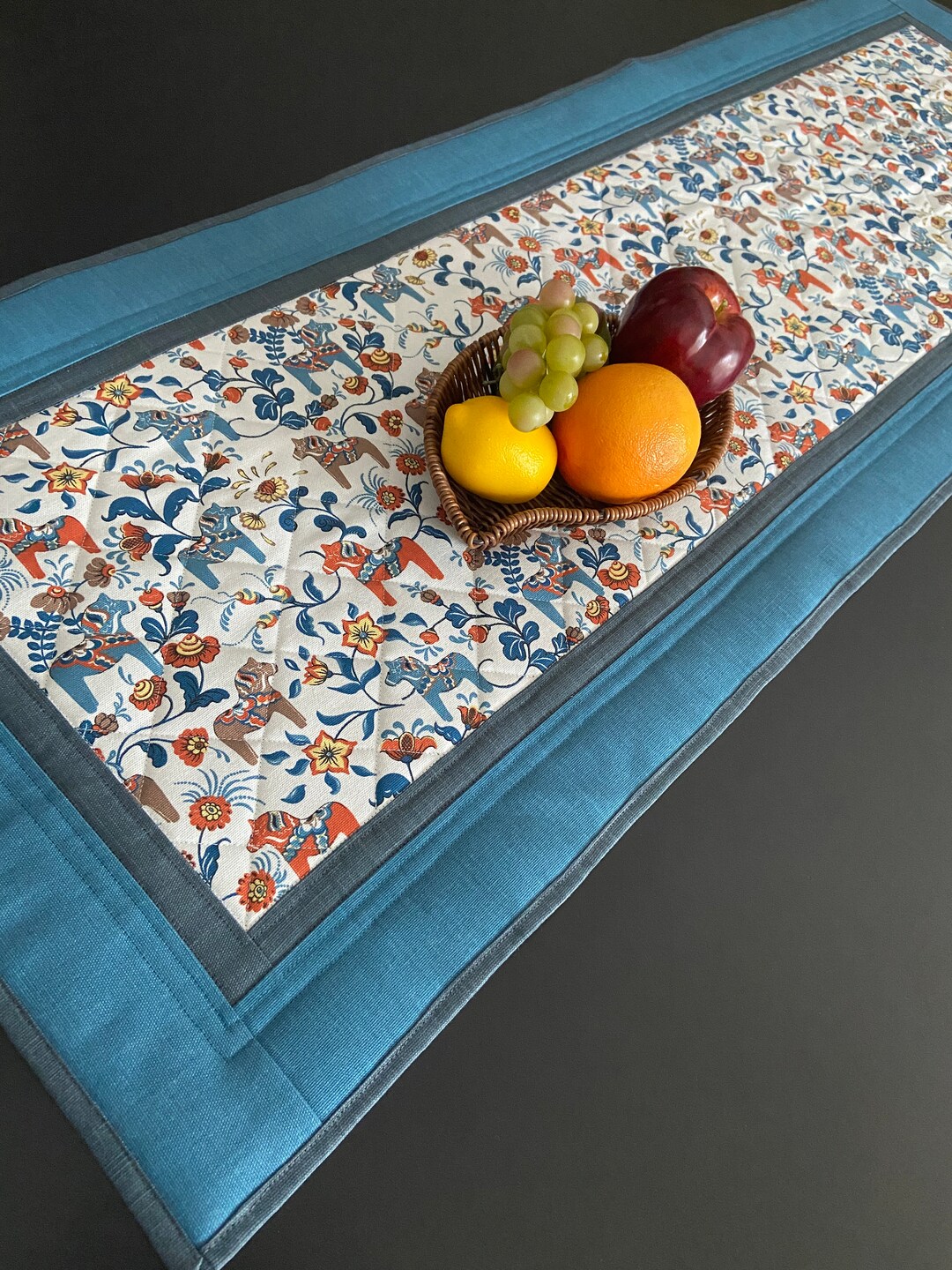 Quilted Table Runner Mini Data Horse Table Runner Modern Table Runner ...