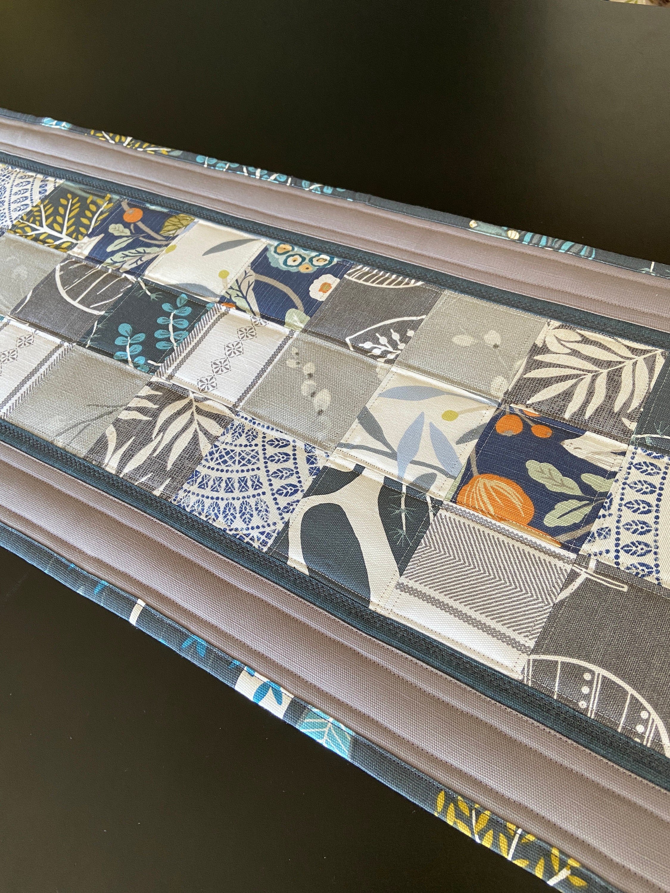 Quilted Table Runner Grey Blue Table Runner Modern Table Runner 45x14 ...