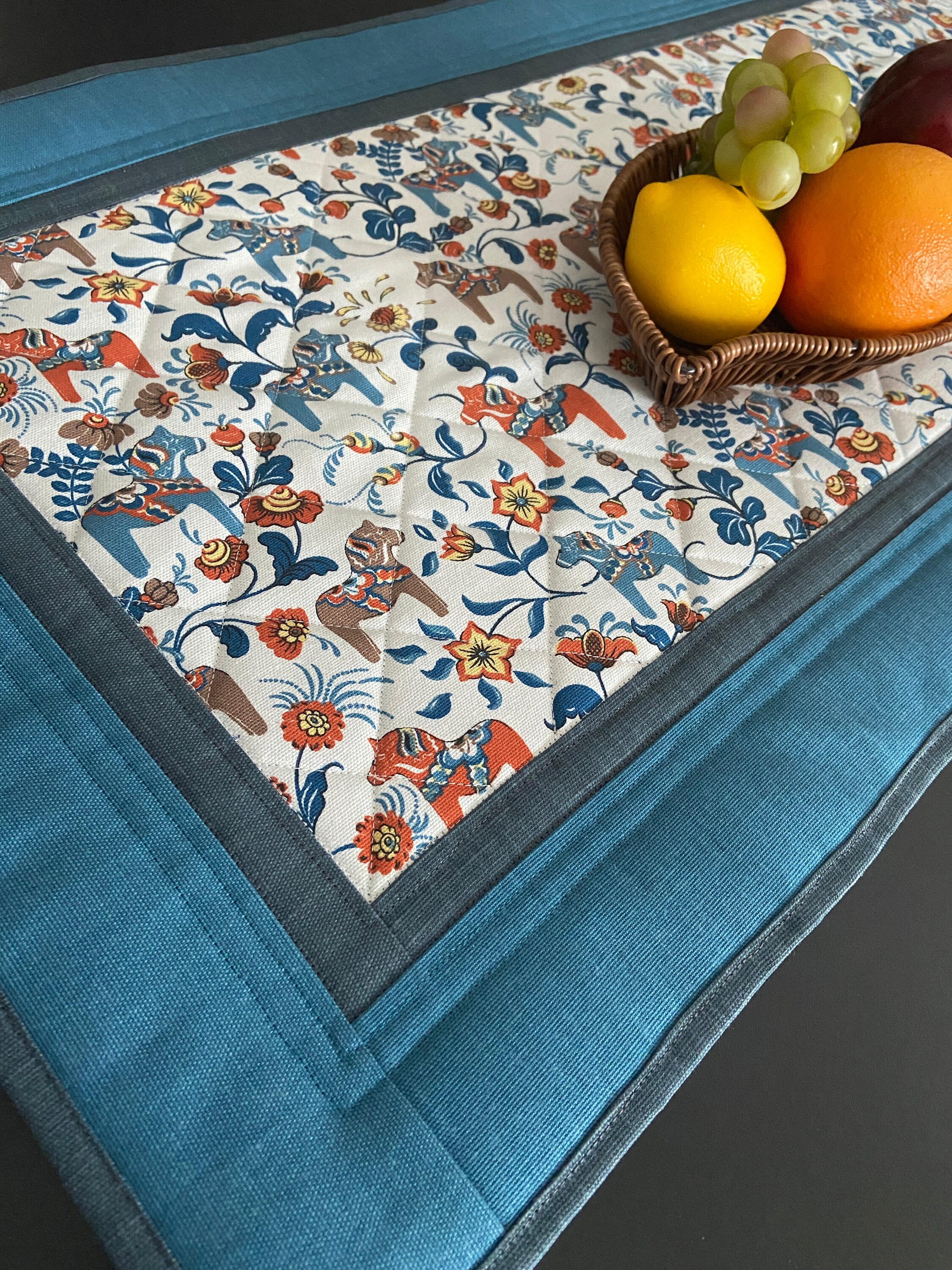 Quilted Table Runner Mini Data Horse Table Runner Modern Table Runner ...
