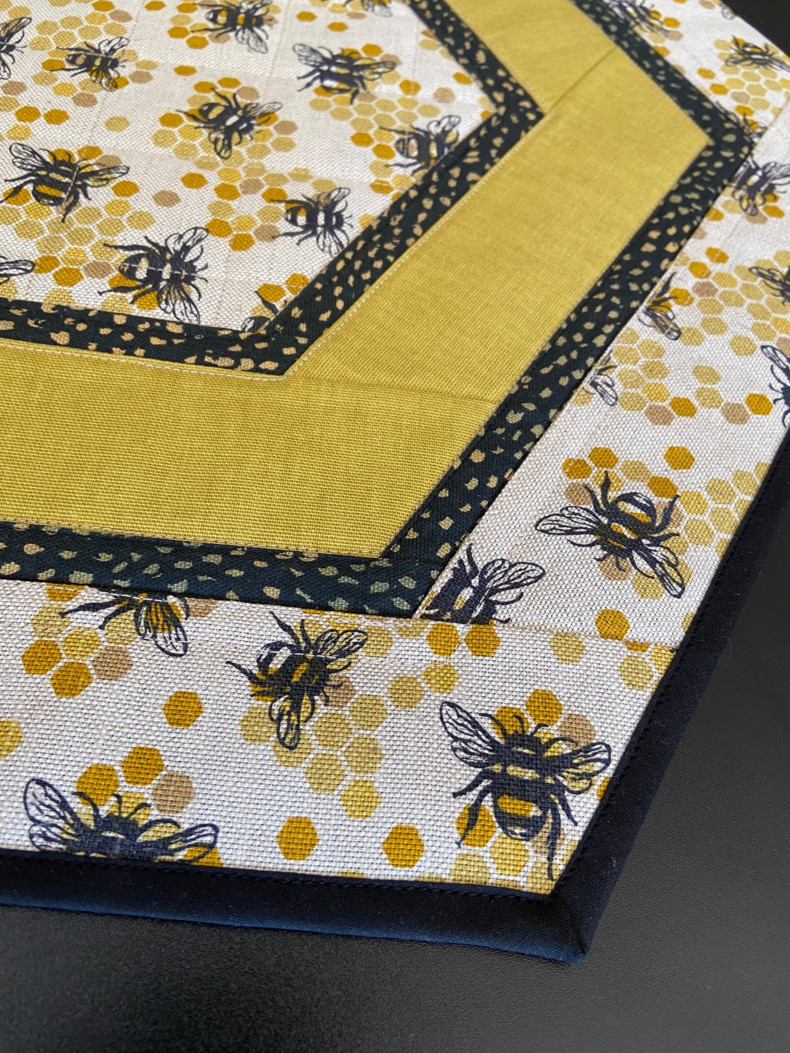 Patchwork Hexagon Table Topper Summer Handmade Table Linen Quilted Bees ...