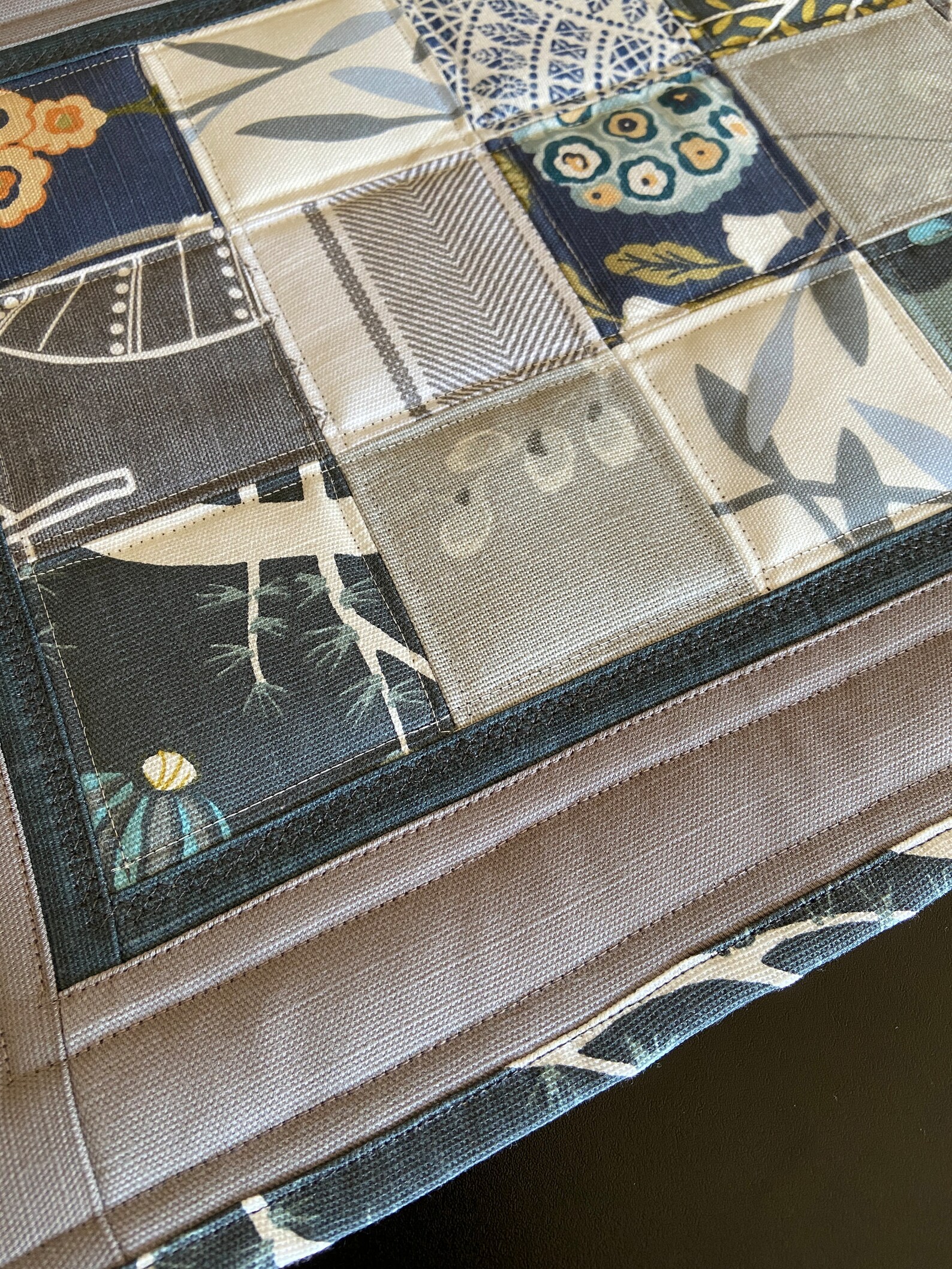 Quilted Table Runner Grey Blue Table Runner Modern Table Runner 45x14 ...