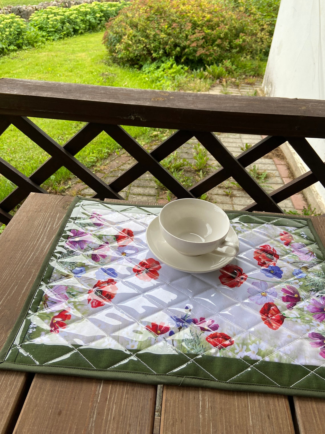 Quilted Placemats Set 2 Wild Flowers Table Mats Modern Patchwork ...