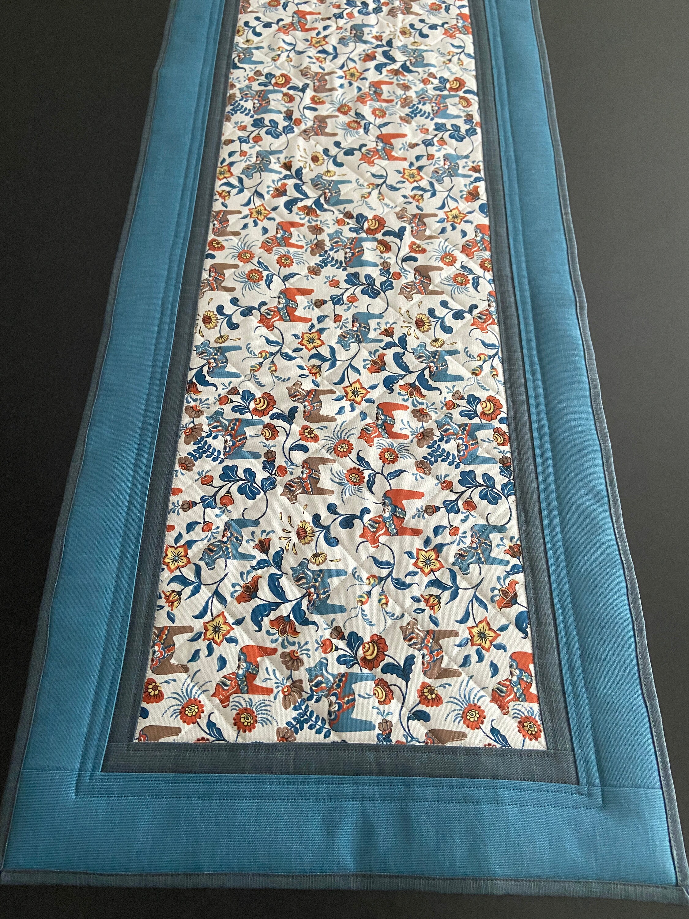 Quilted Table Runner Mini Data Horse Table Runner Modern Table Runner ...