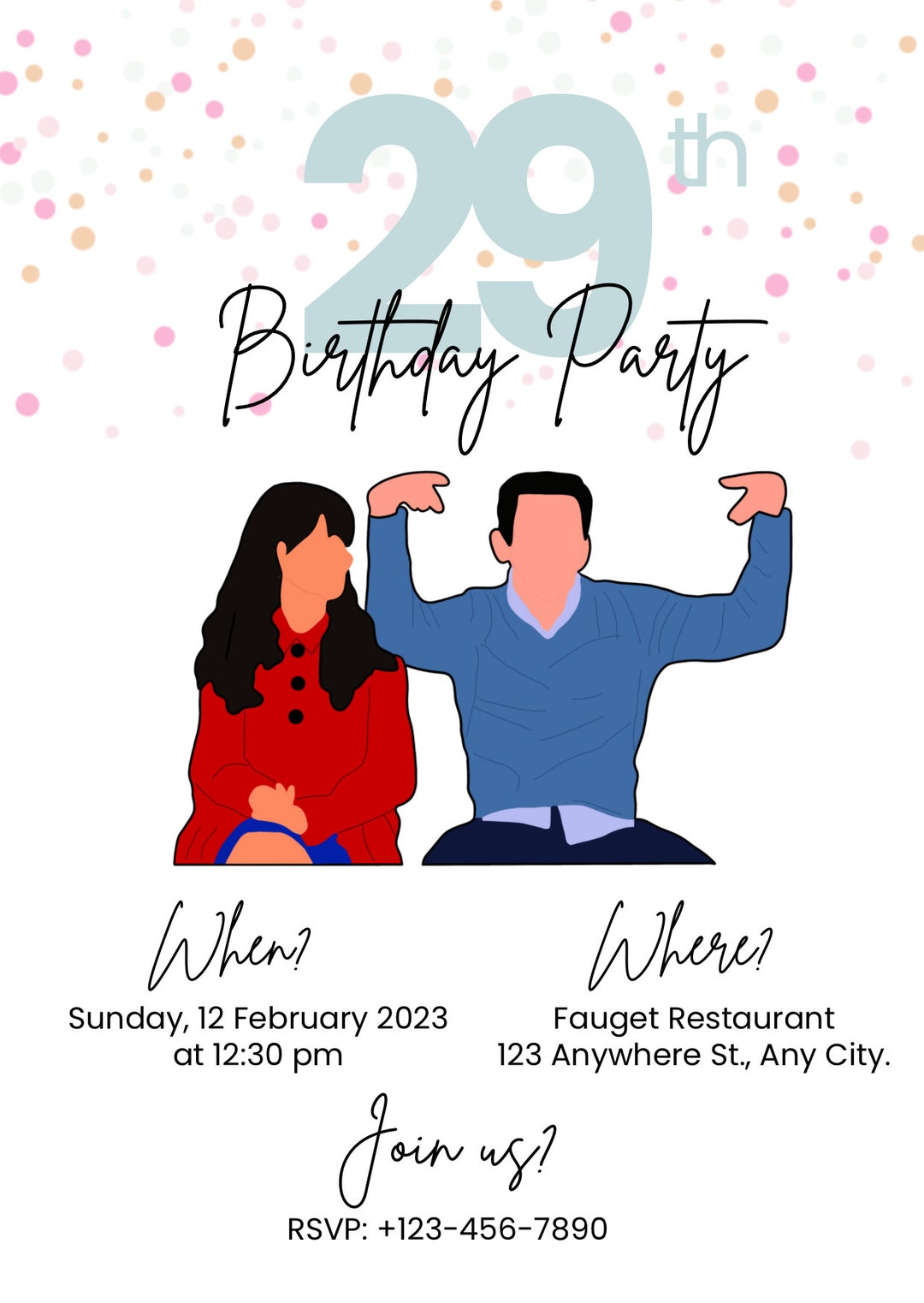 Schmidt 29 Invitation Birthday Celebration Png Digital Art New Girl ...