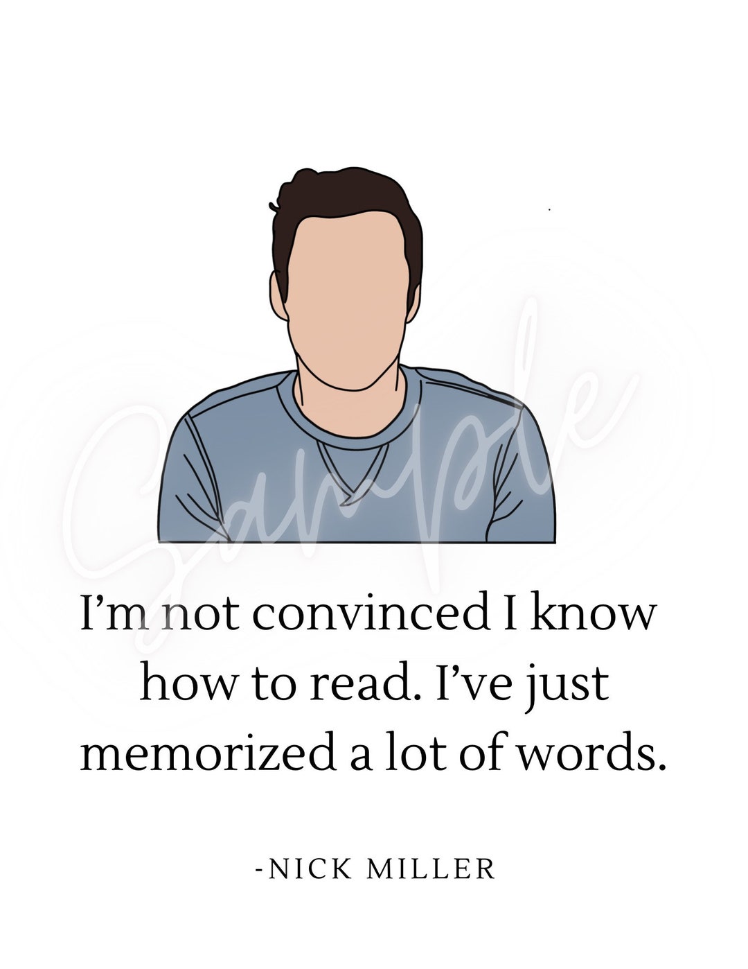 Nick Miller Poster Png New Girl Illustration Drawing Quotes Printable ...