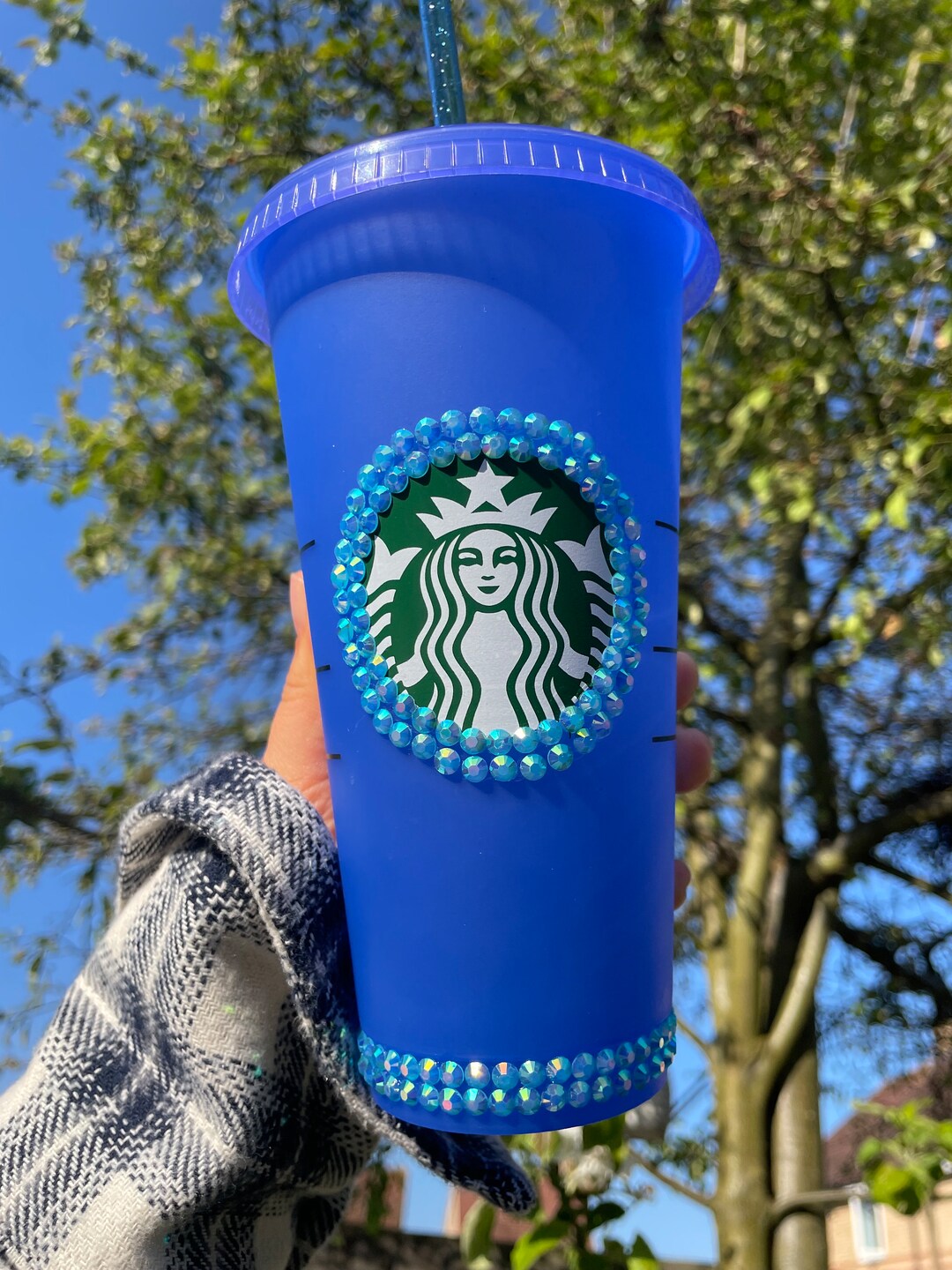 Blue Colour Changing Starbucks Crystal Cup | Rhinestone Cup | Bling Cup ...
