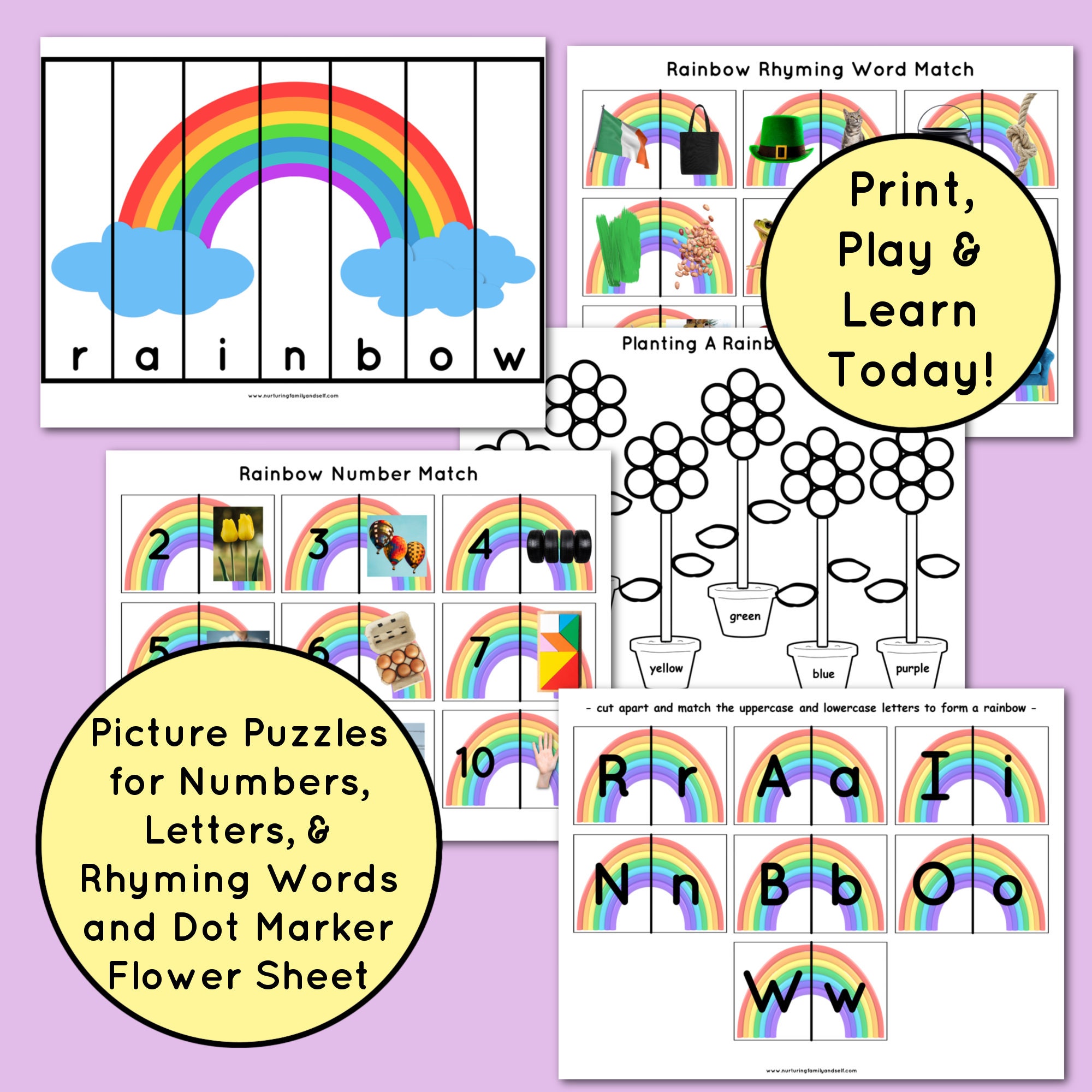 Colors of the Rainbow Literacy and Math Early Learning Activity Pack - Etsy