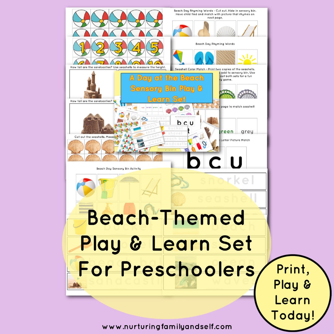 Beach-themed Sensory Bin Play & Learn Set for Preschoolers - Etsy