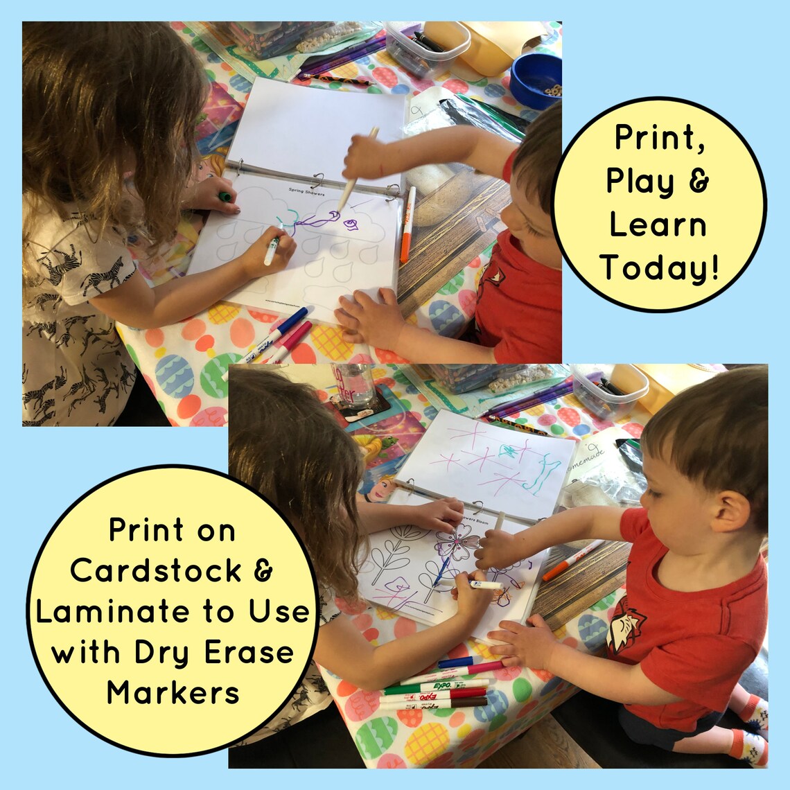 Springtime Trace & Color Printable Set - Etsy