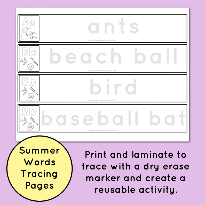 Summer Themed ABC Coloring Pages and Tracing Words - Etsy