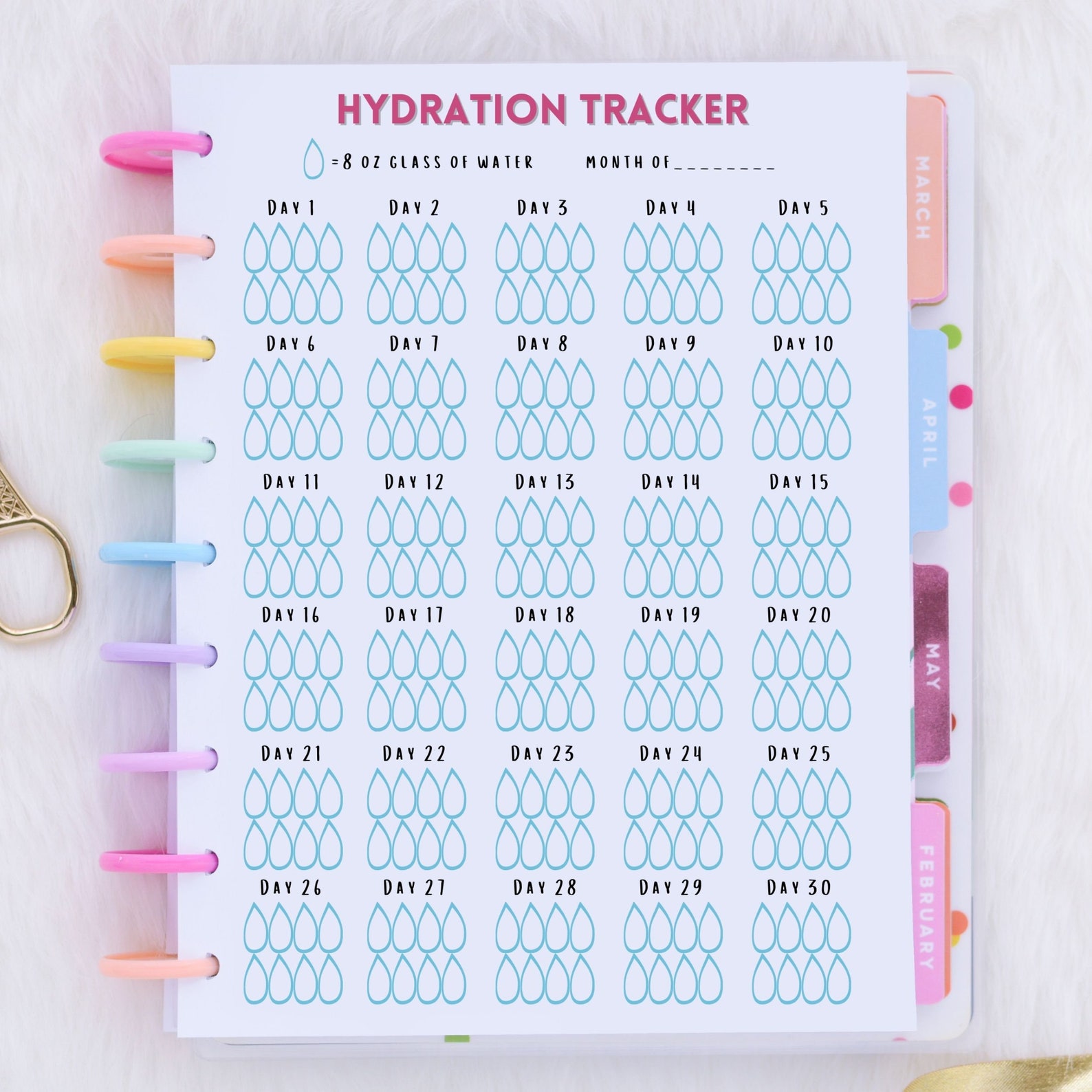 Water Tracker, 30 Day Water Challenge Printable, Water Intake Template ...