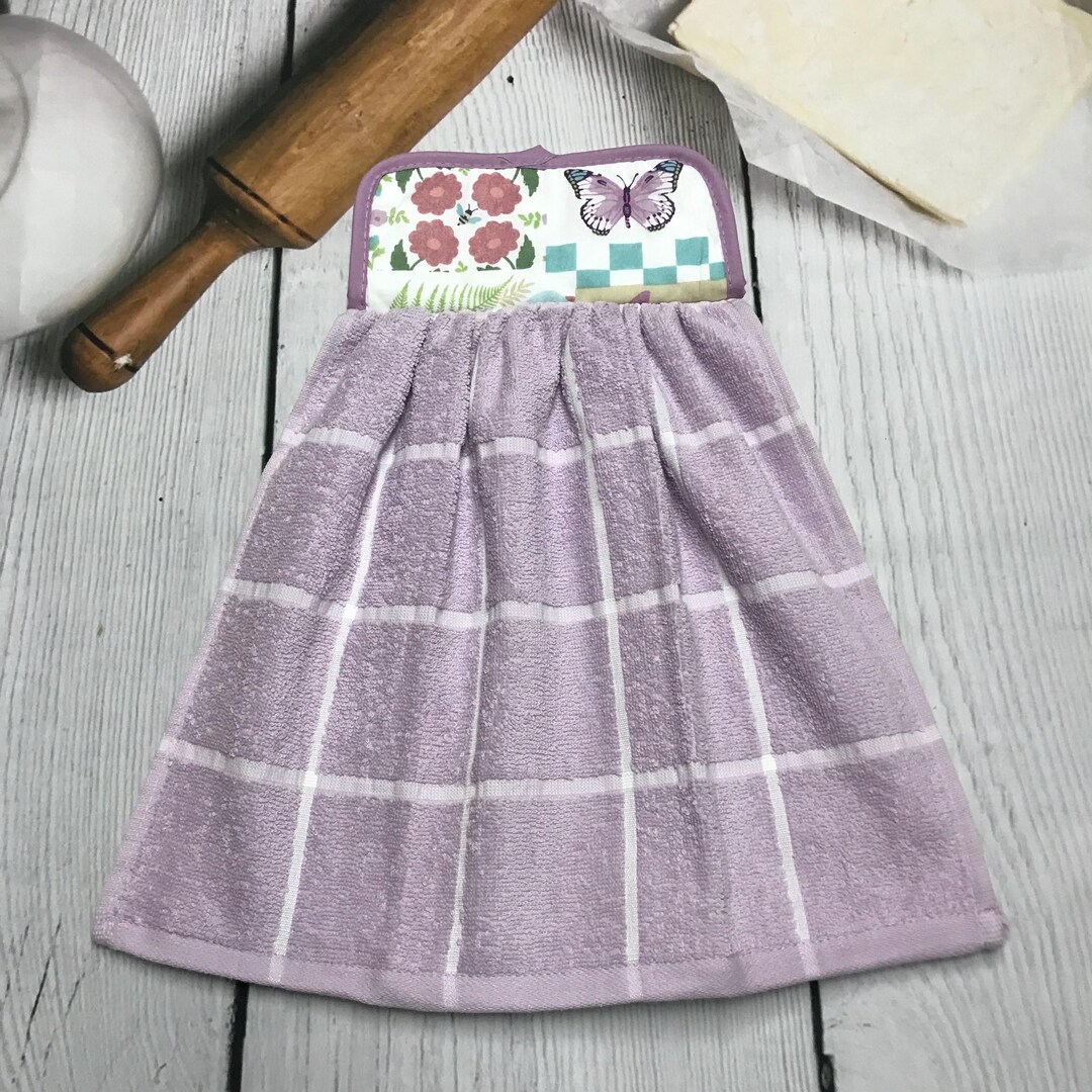 Heavy Purple Lavender Kitchen Towels With Holders, Heavy Purple Tea ...