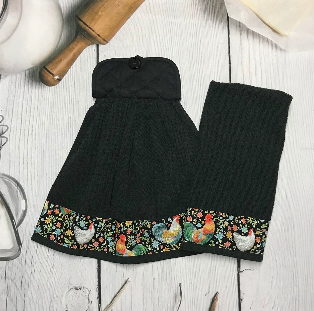 Roosters & Chickens Country Farmhouse Hanging Kitchen Towels, Farmhouse ...