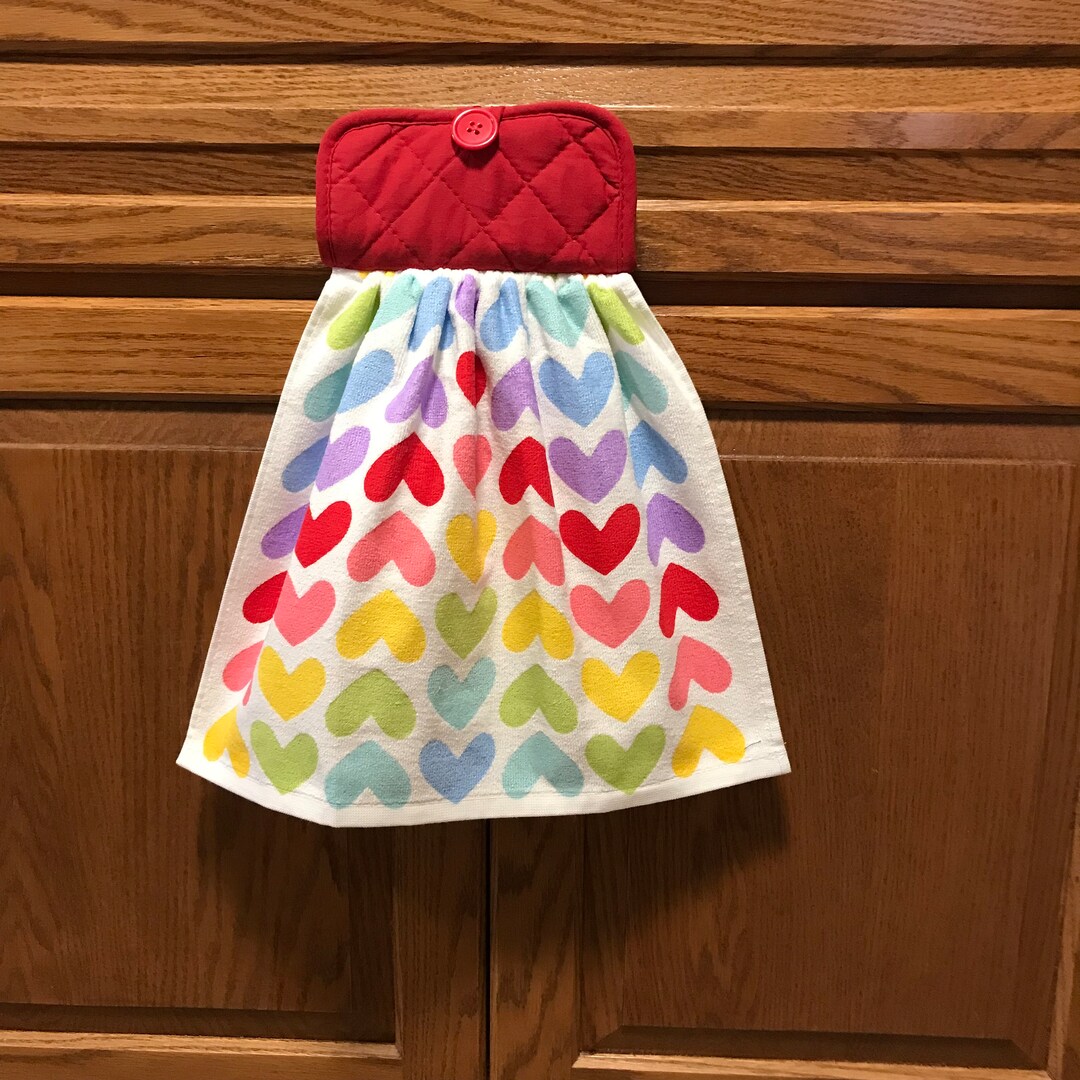 Heavy Valentine's Day Hearts Kitchen Towels With Holders - Etsy