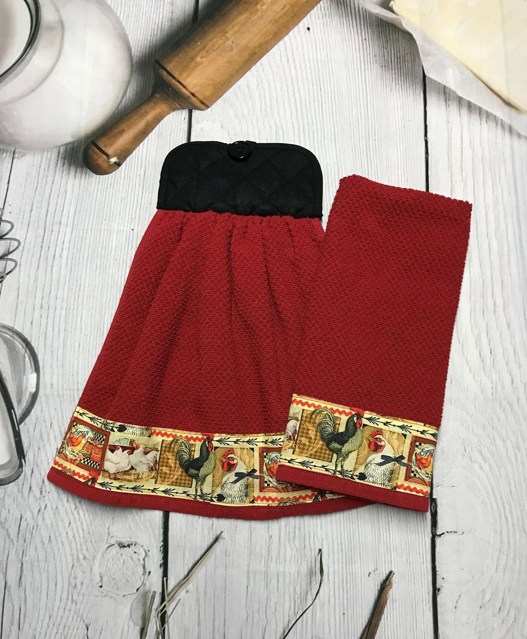 Farmhouse Rooster Kitchen Towel: Hanging or Hand Towel - Etsy